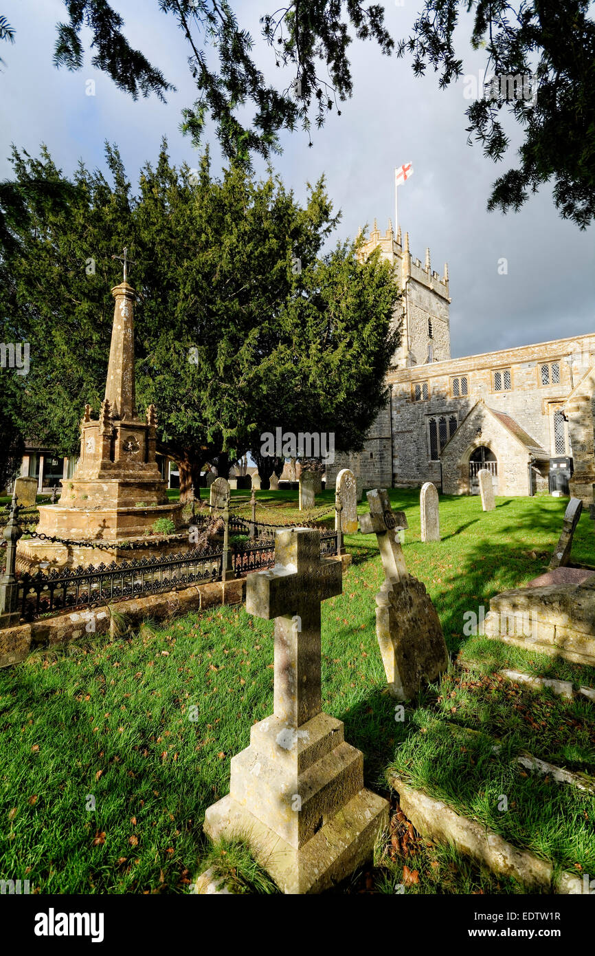 Outside St Marys Church, Puddletown, Dorset, UK are graves and ...