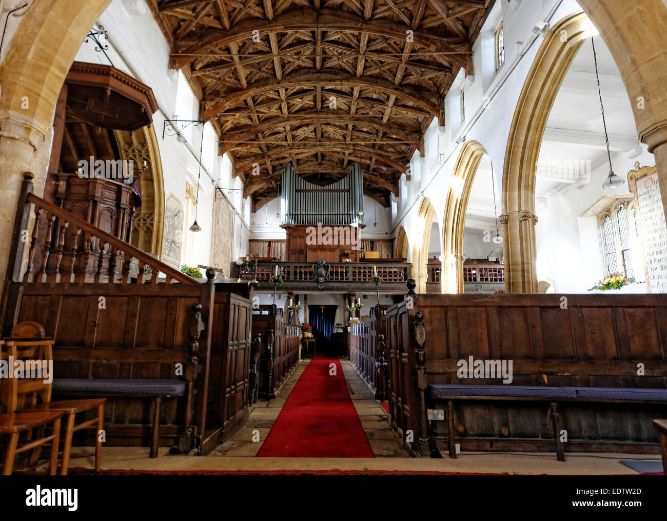 Box pews adorn the nave of St Marys Church, Puddletown, Dorset, UK ...