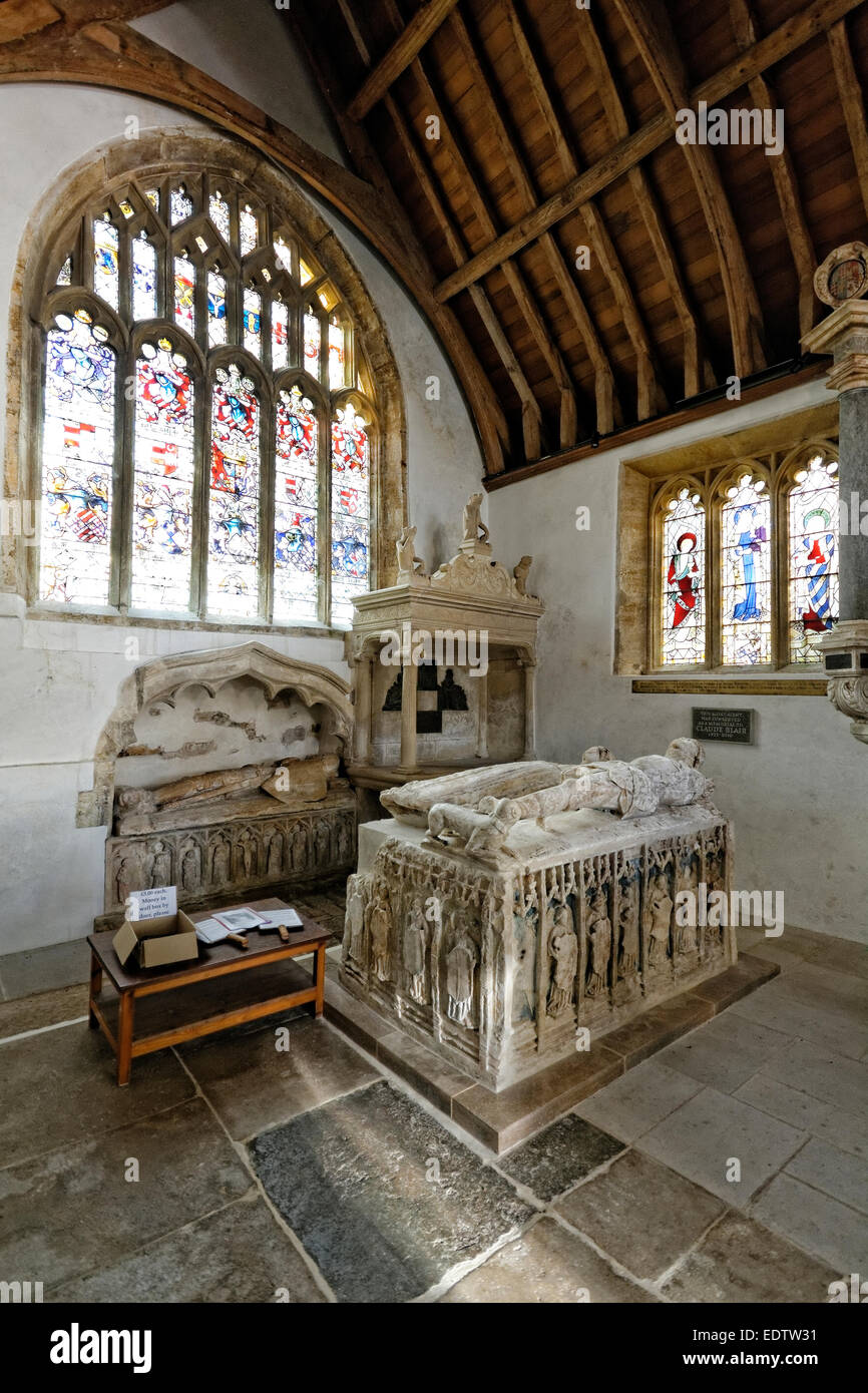 Alabaster figures resting in a side chapel of St Marys Church ...