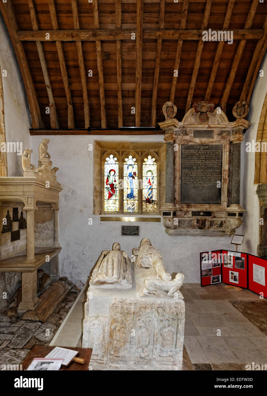Alabaster figures resting in a side chapel of St Marys Church ...