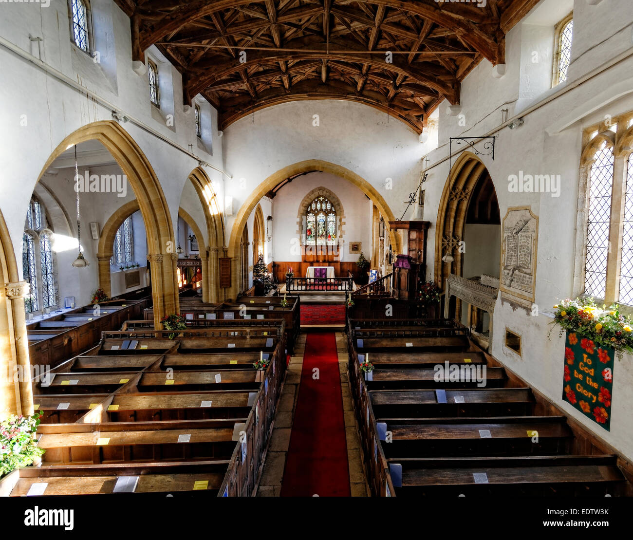 Looking from the balcony into the nave of St Marys Church, Puddletown ...