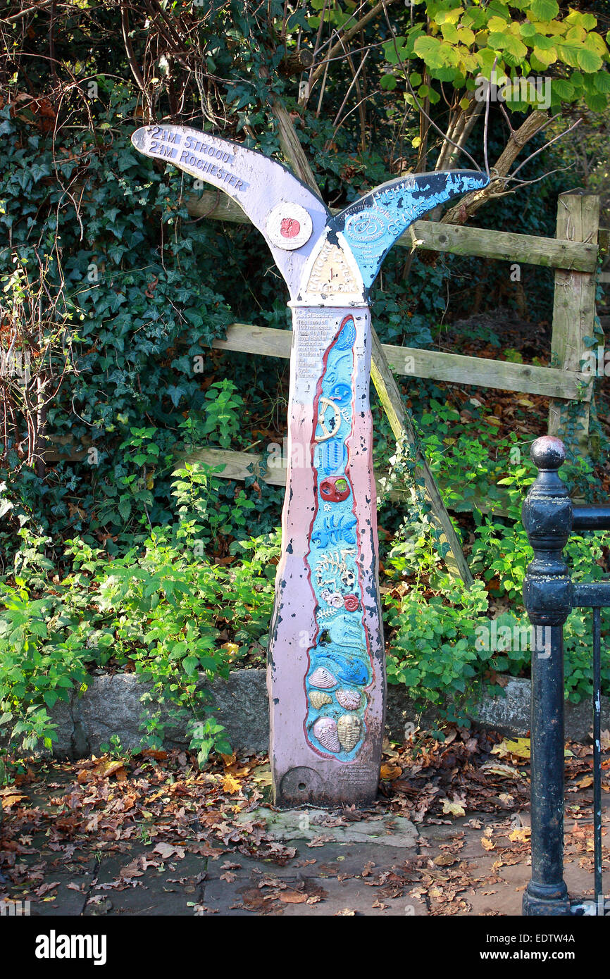 National cycle network sign decorated with coloured patterns and ...