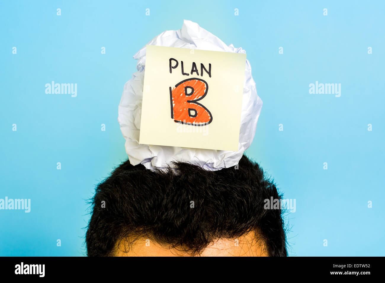 Plan B concept on blue background Stock Photo - Alamy