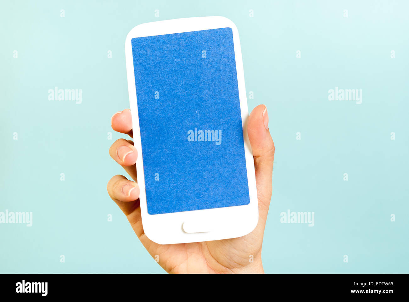 Blue screen vertical mobile concept on blue background Stock Photo - Alamy