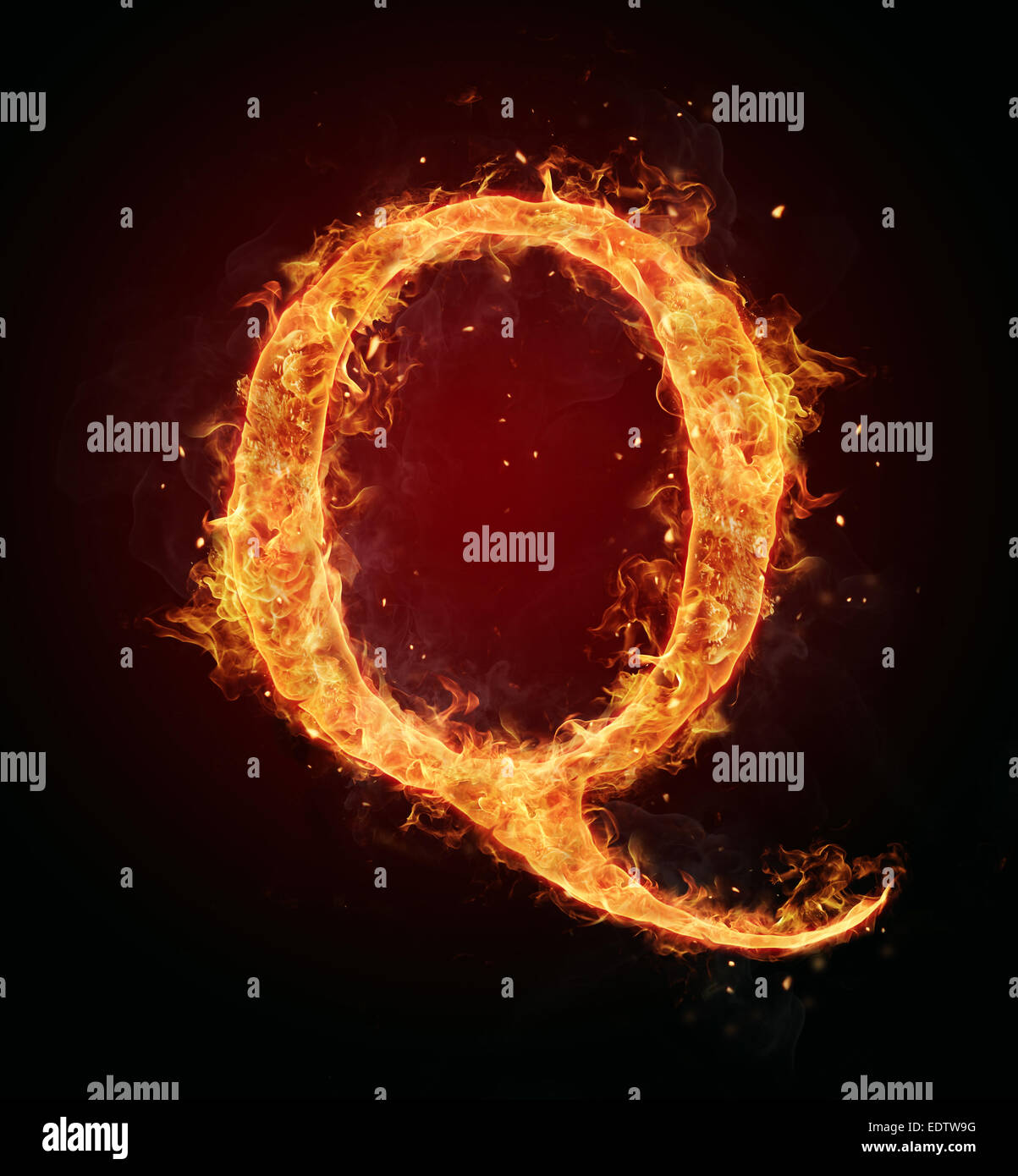 Burning fire letter isolated on black background Stock Photo - Alamy