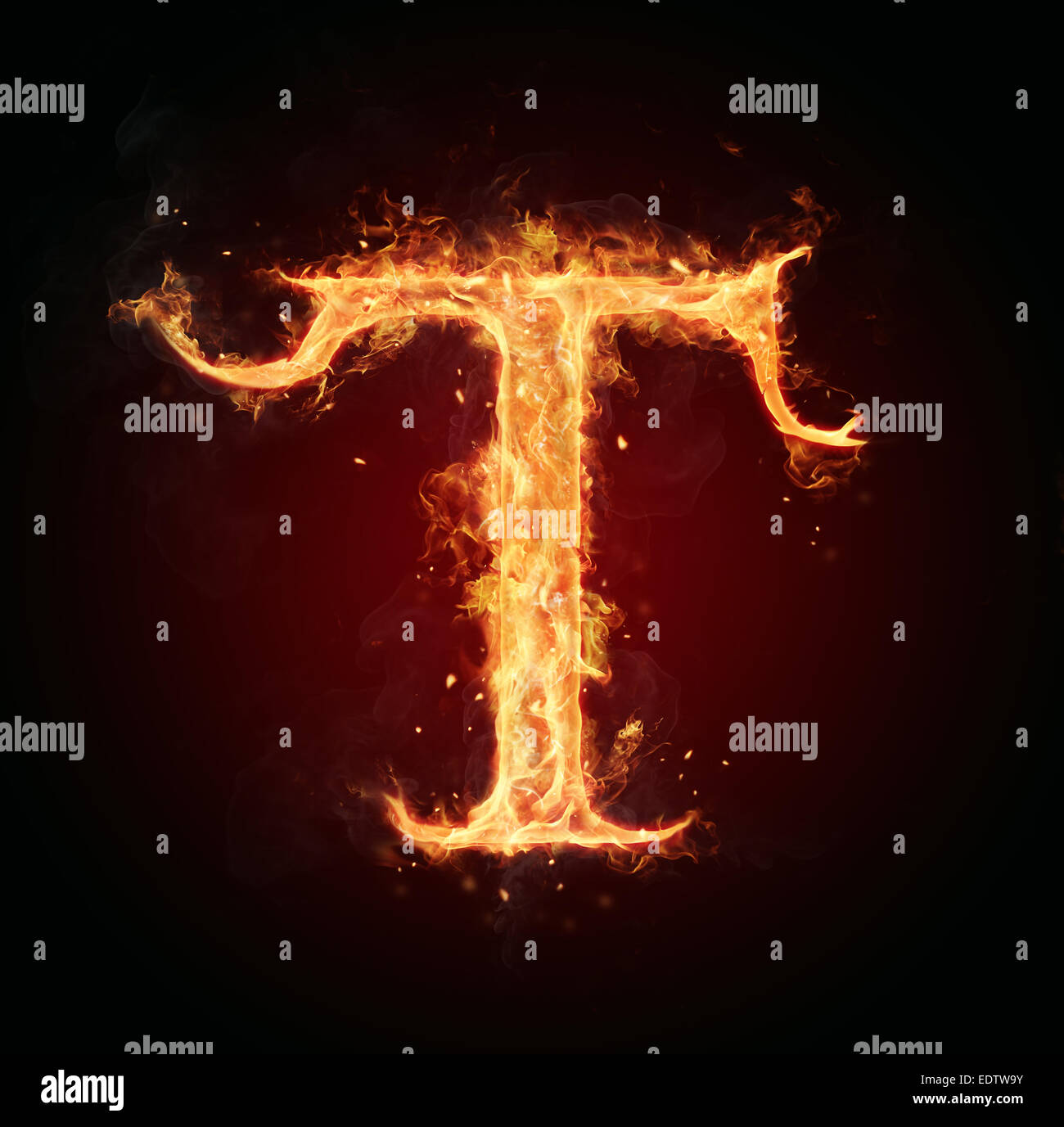 Burning fire letter isolated on black background Stock Photo - Alamy