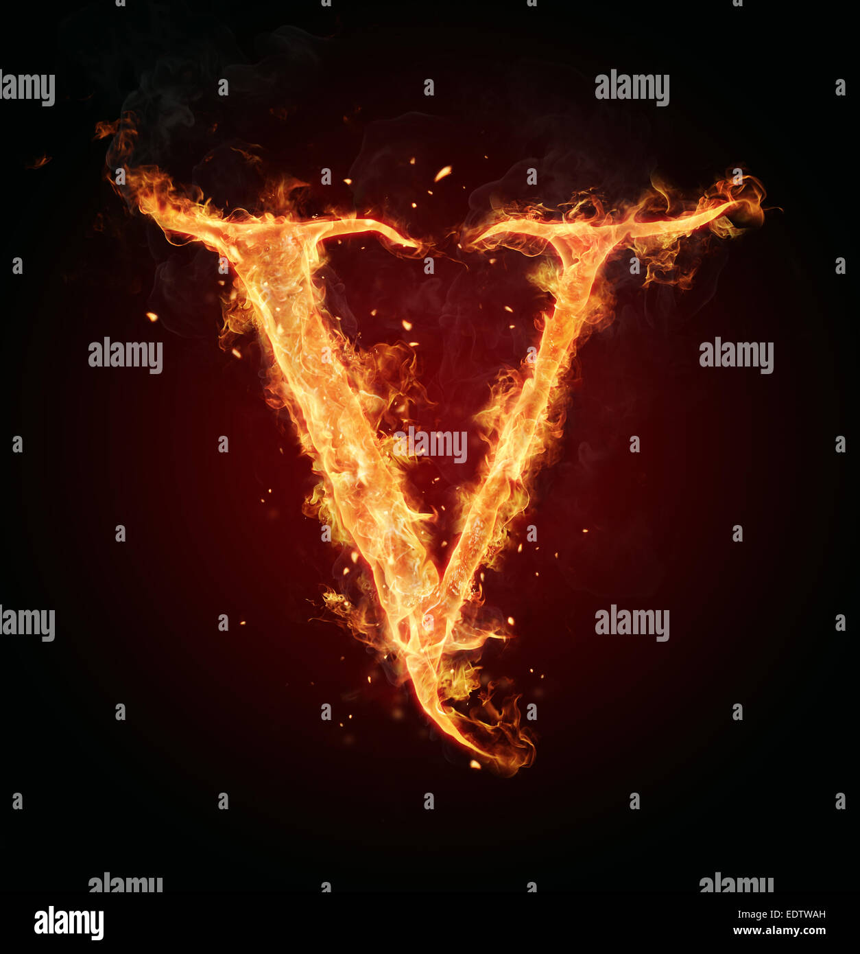 Burning fire letter isolated on black background Stock Photo - Alamy
