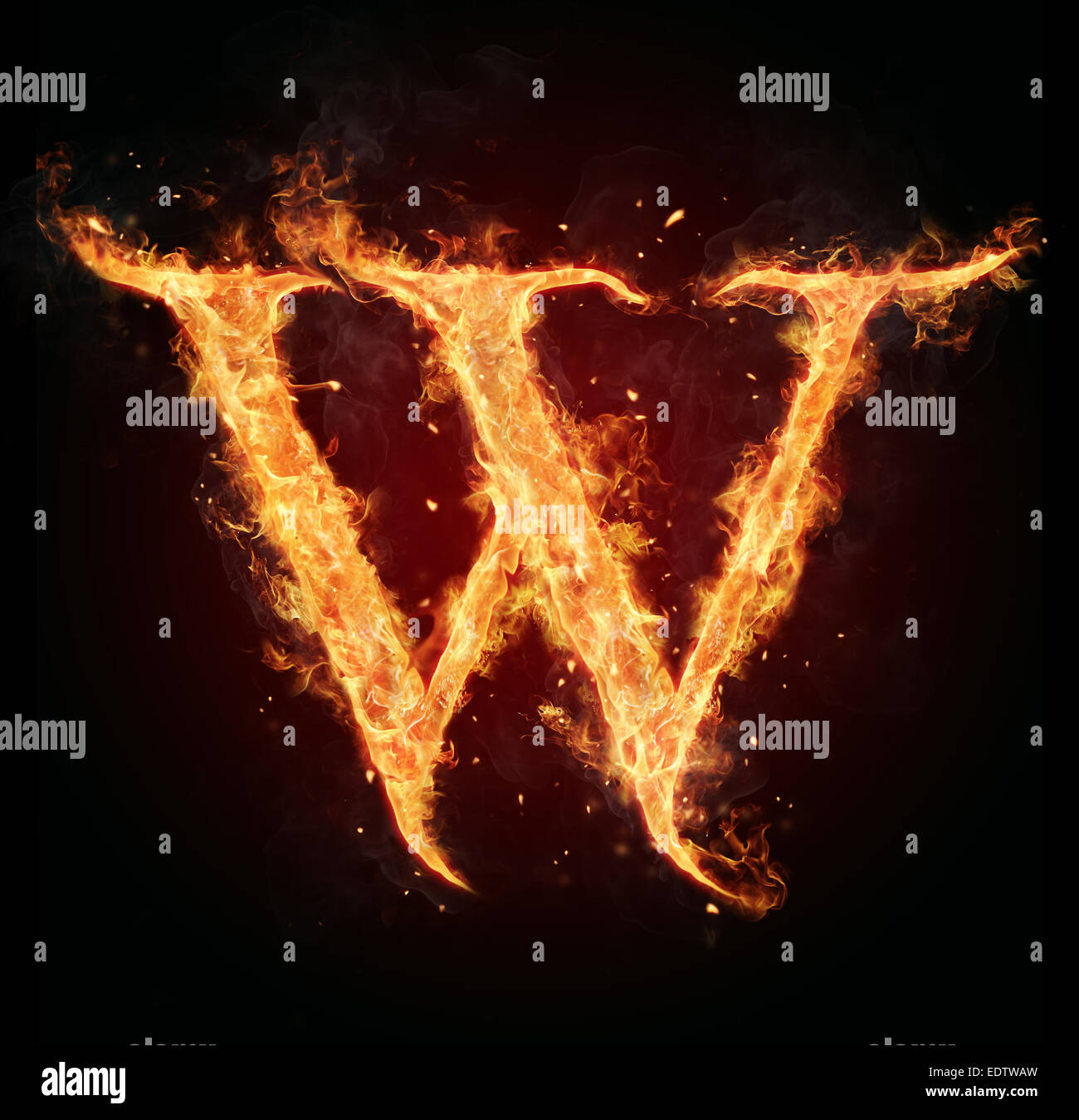 Burning fire letter isolated on black background Stock Photo - Alamy