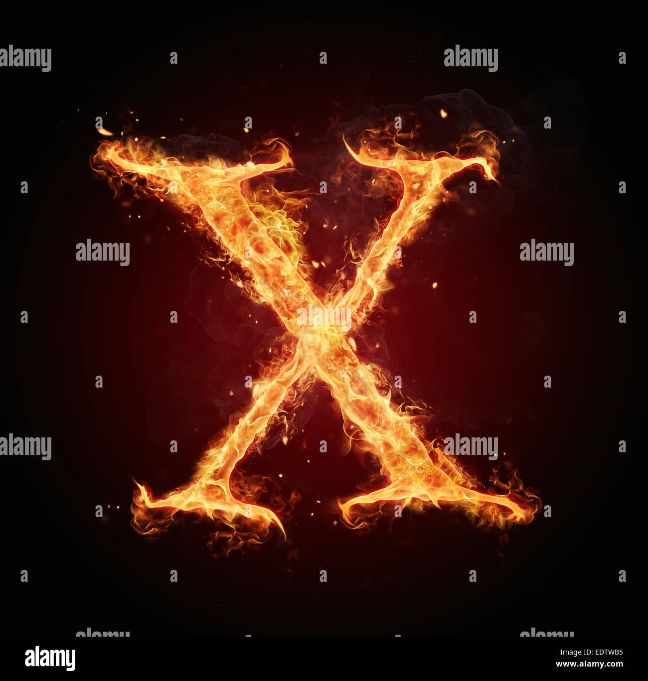 Burning fire letter isolated on black background Stock Photo - Alamy