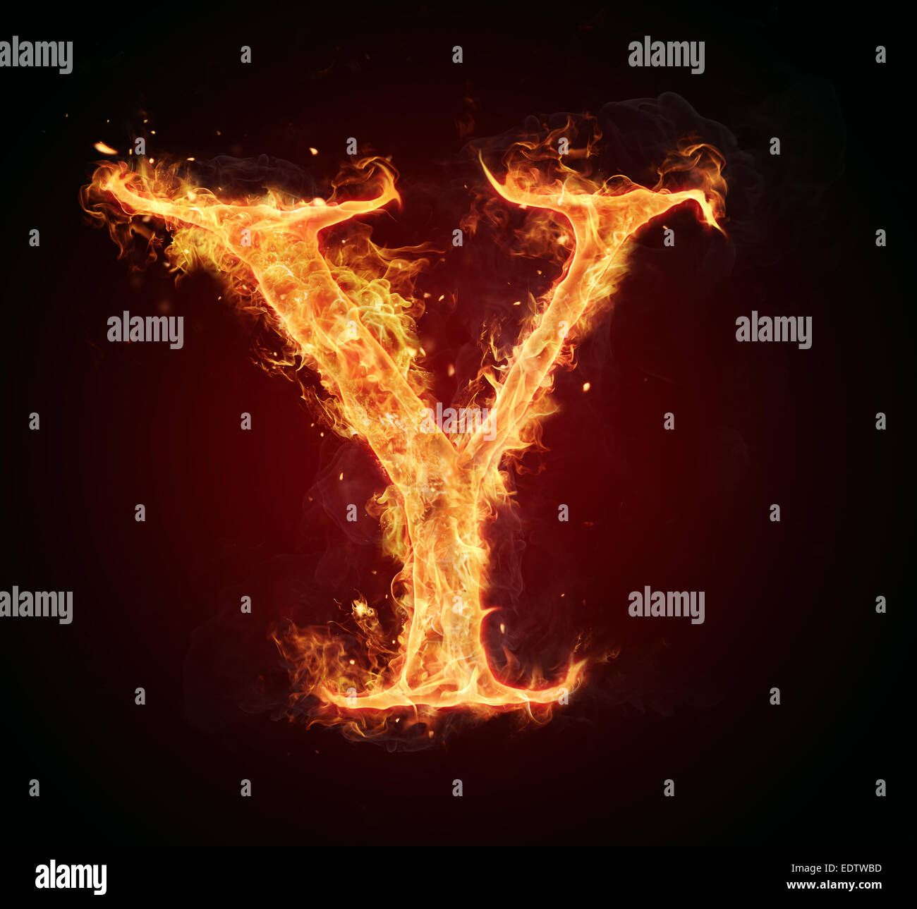 Burning fire letter isolated on black background Stock Photo - Alamy