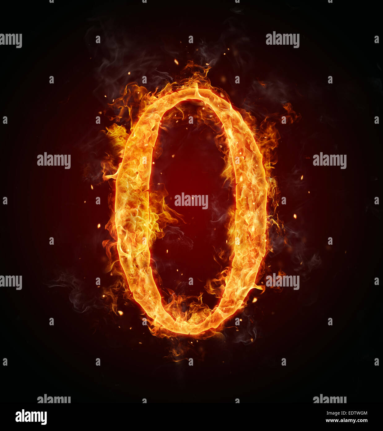 Burning fire number isolated on black background Stock Photo - Alamy