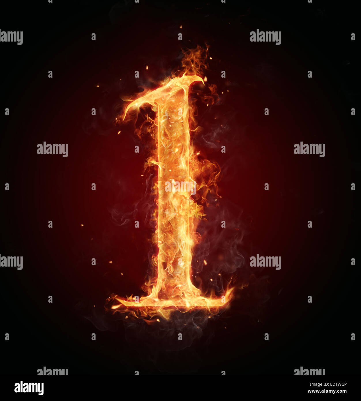 Burning fire number isolated on black background Stock Photo - Alamy