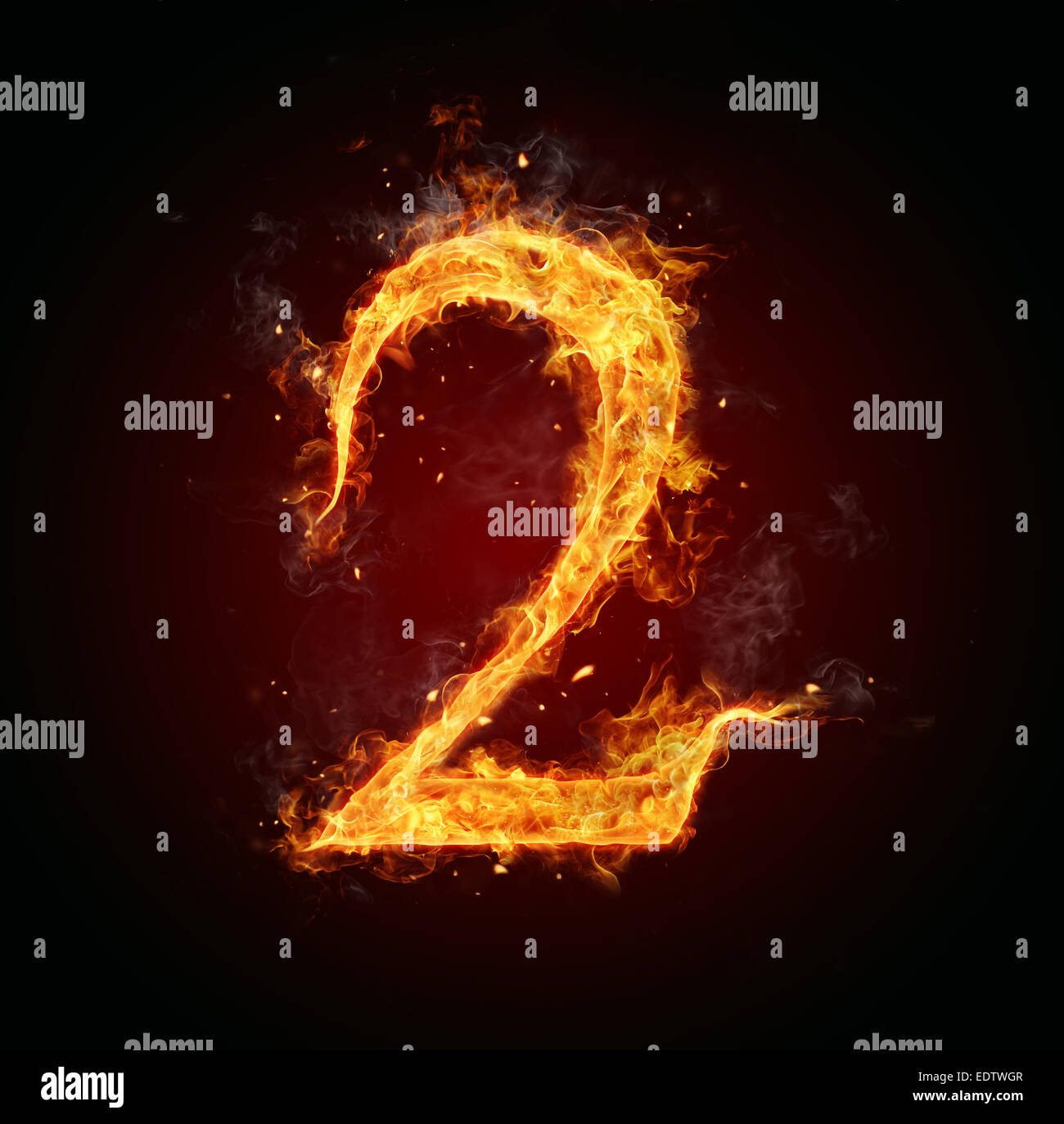 Burning fire number isolated on black background Stock Photo - Alamy