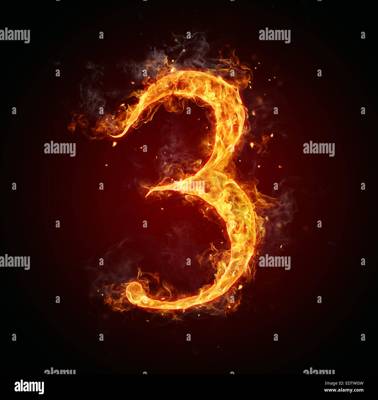 Burning fire number isolated on black background Stock Photo - Alamy