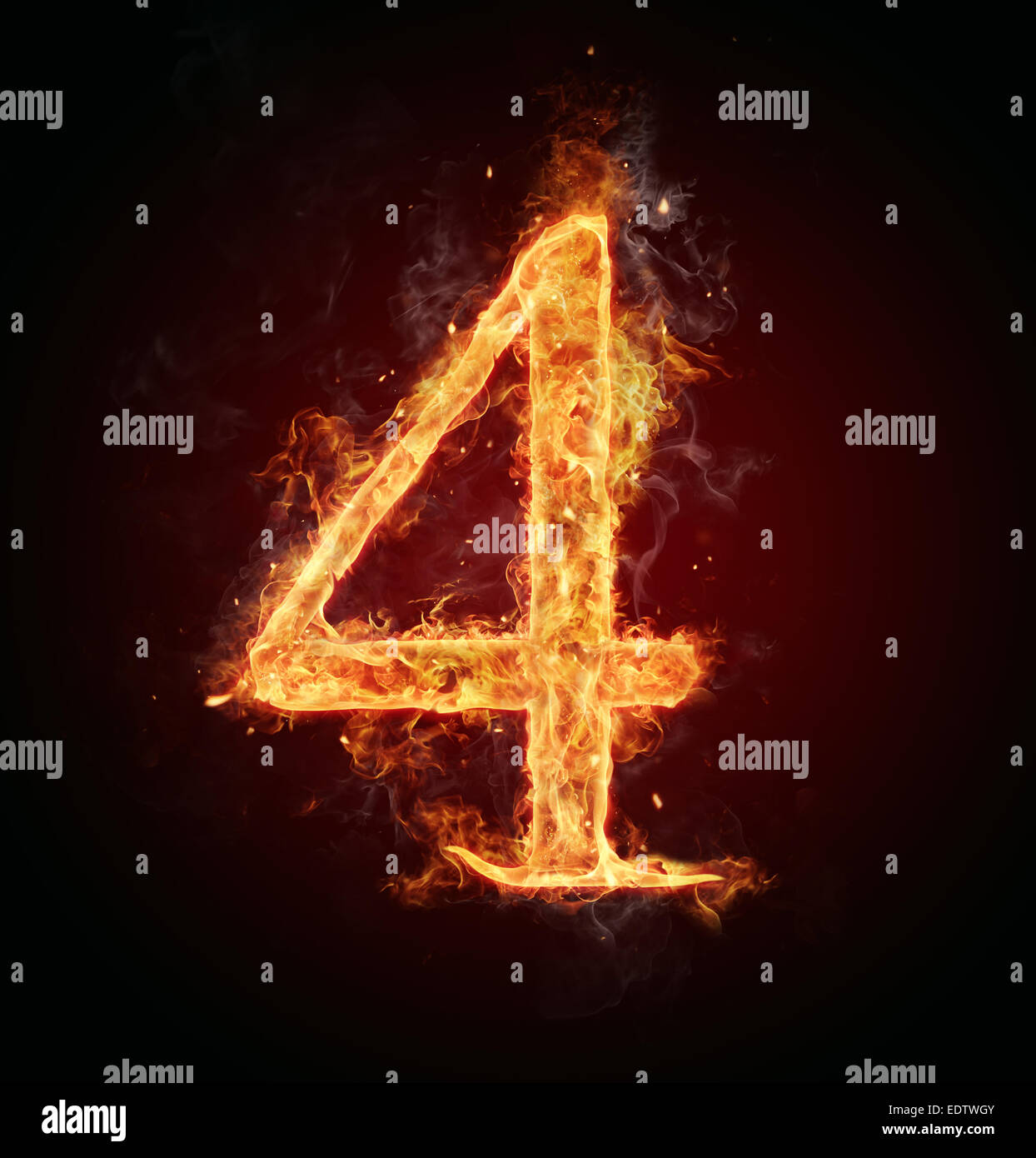 Burning fire number isolated on black background Stock Photo - Alamy