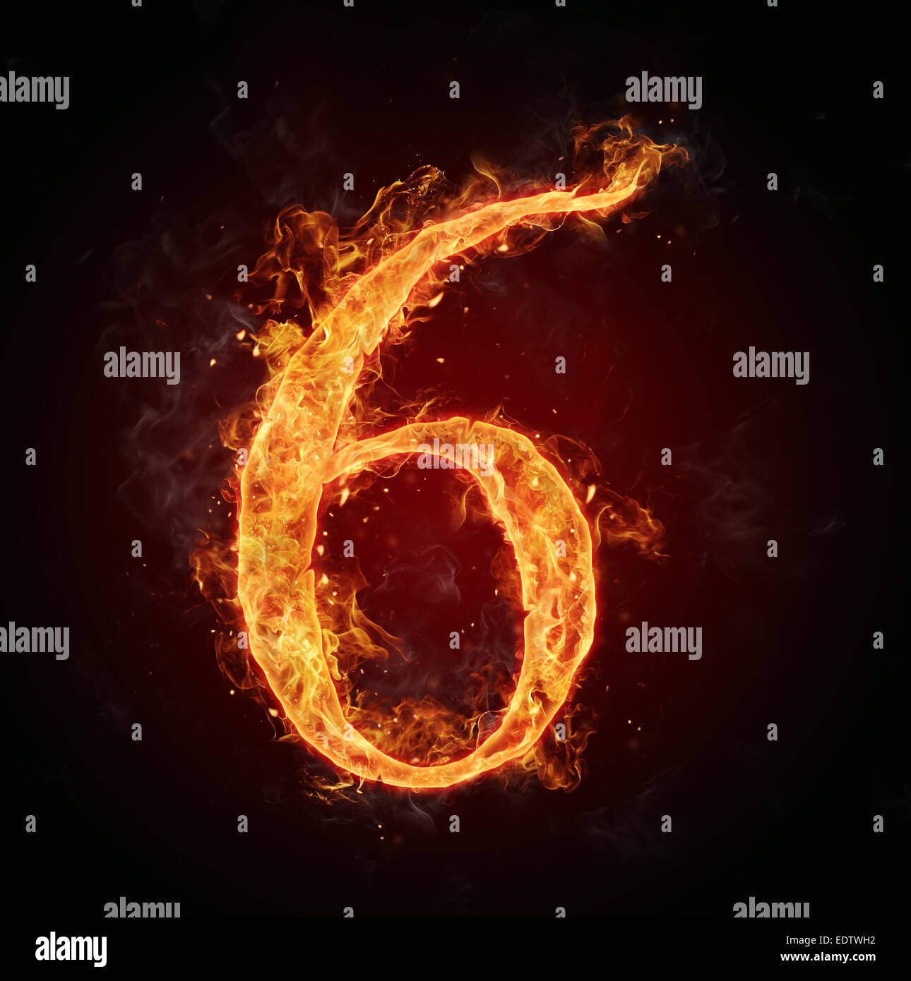 Burning number 6 fire hi-res stock photography and images - Alamy