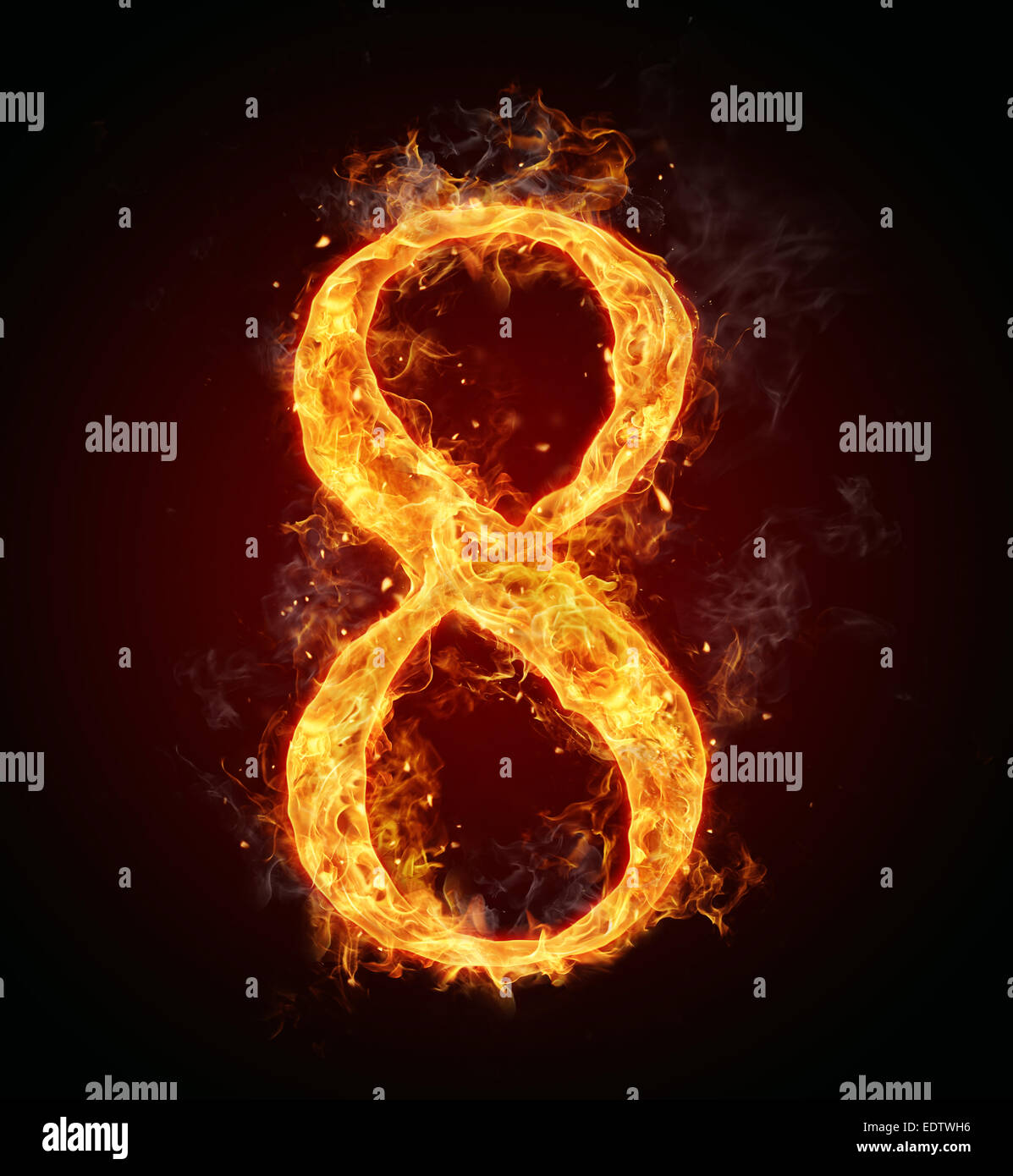 Burning fire number isolated on black background Stock Photo - Alamy