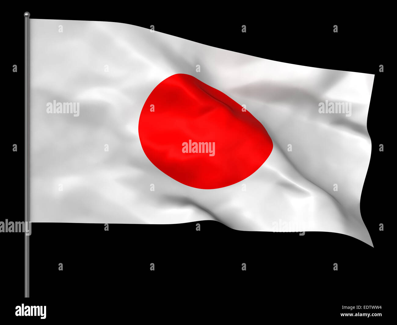 Waving Japanese flag isolated over black background Stock Photo - Alamy
