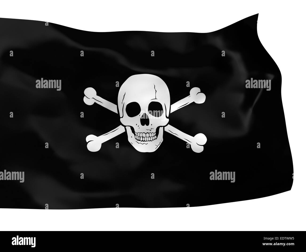 Waving pirate flag isolated over white background Stock Photo - Alamy