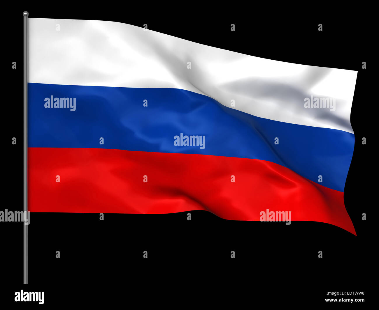Waving Russian flag isolated over white background Stock Photo - Alamy