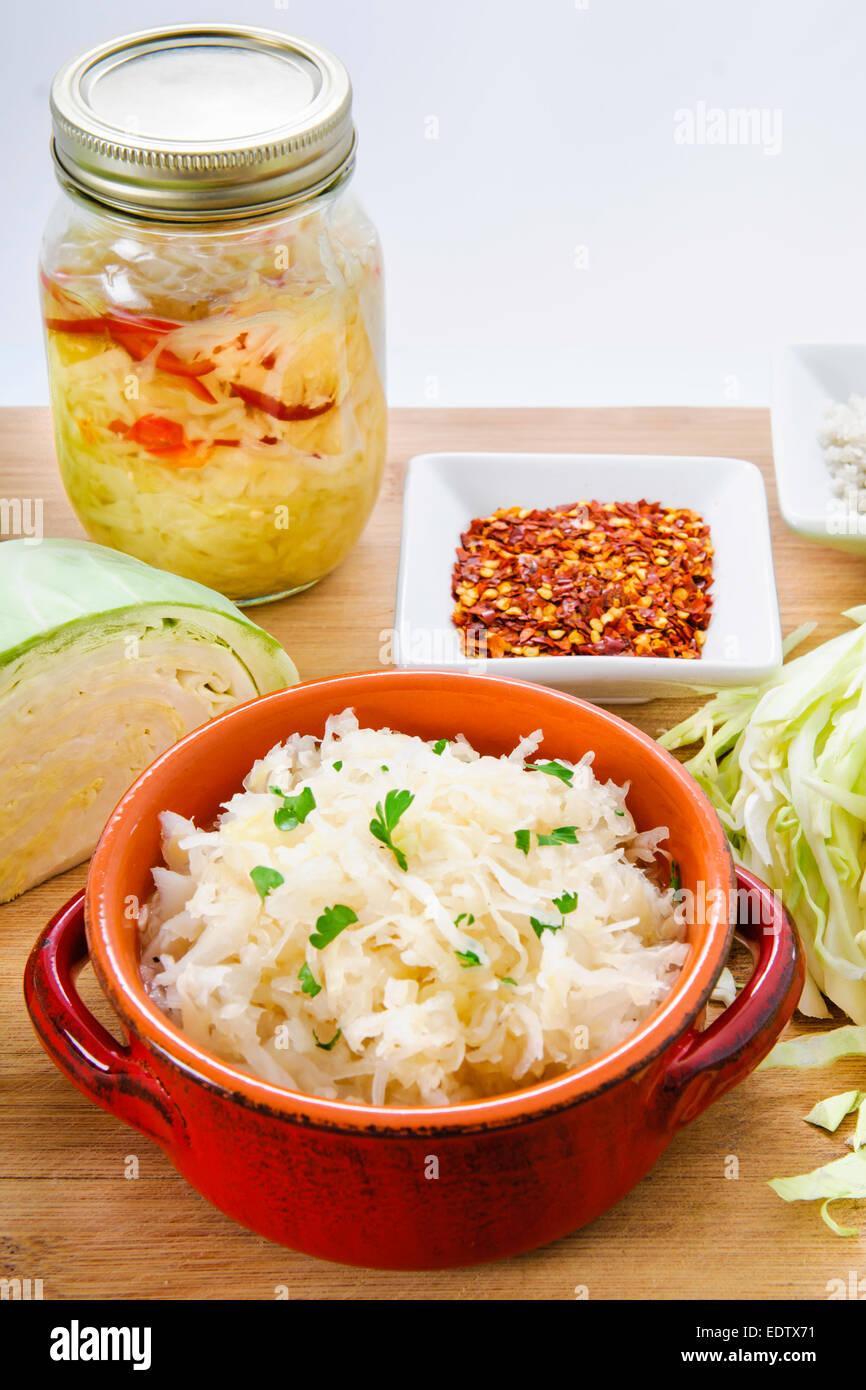 Homemade fermented cabbage sauerkraut Stock Photo - Alamy