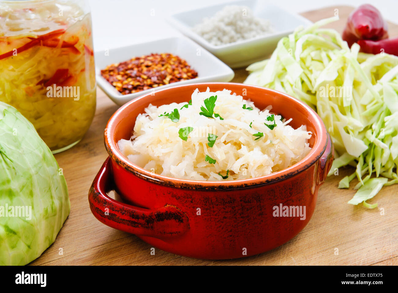 Homemade fermented cabbage sauerkraut Stock Photo - Alamy