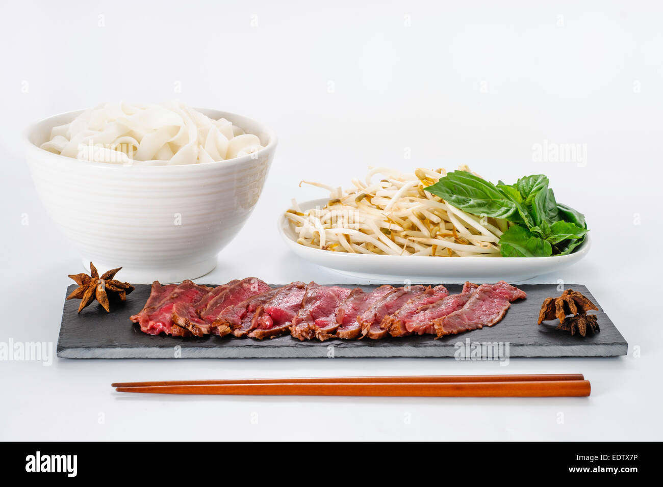Ingredients for cooking Vietnamese Beef noodle soup - Pho Stock Photo ...