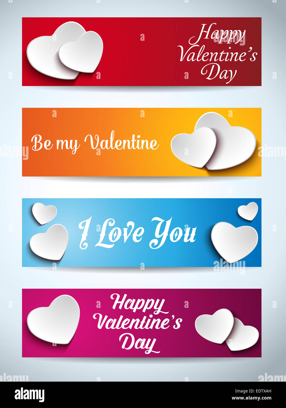 Vector - Valentines Day Set of Four Web Banners Stock Photo - Alamy