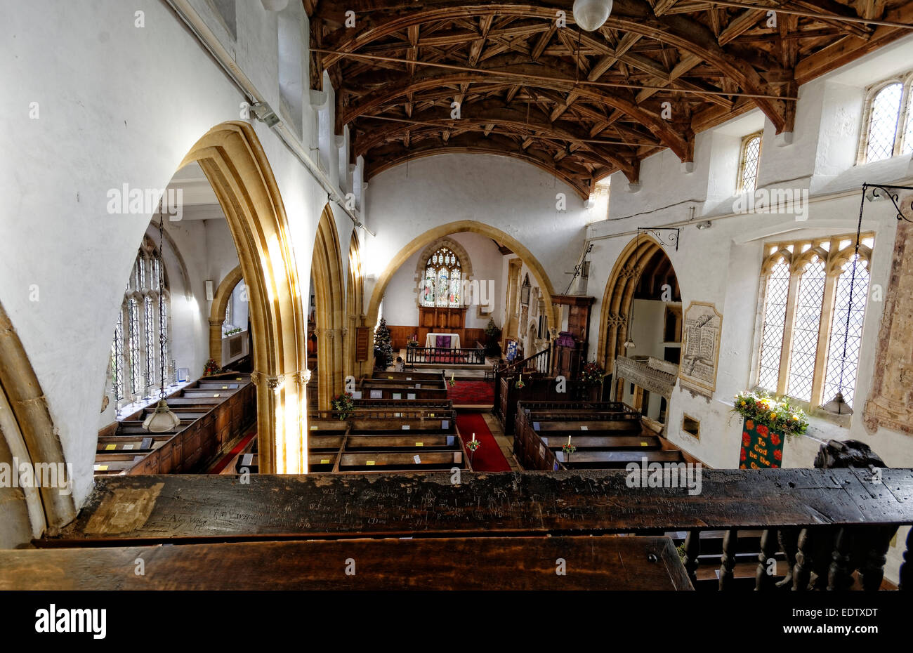 Looking from the balcony into the nave of St Marys Church, Puddletown ...