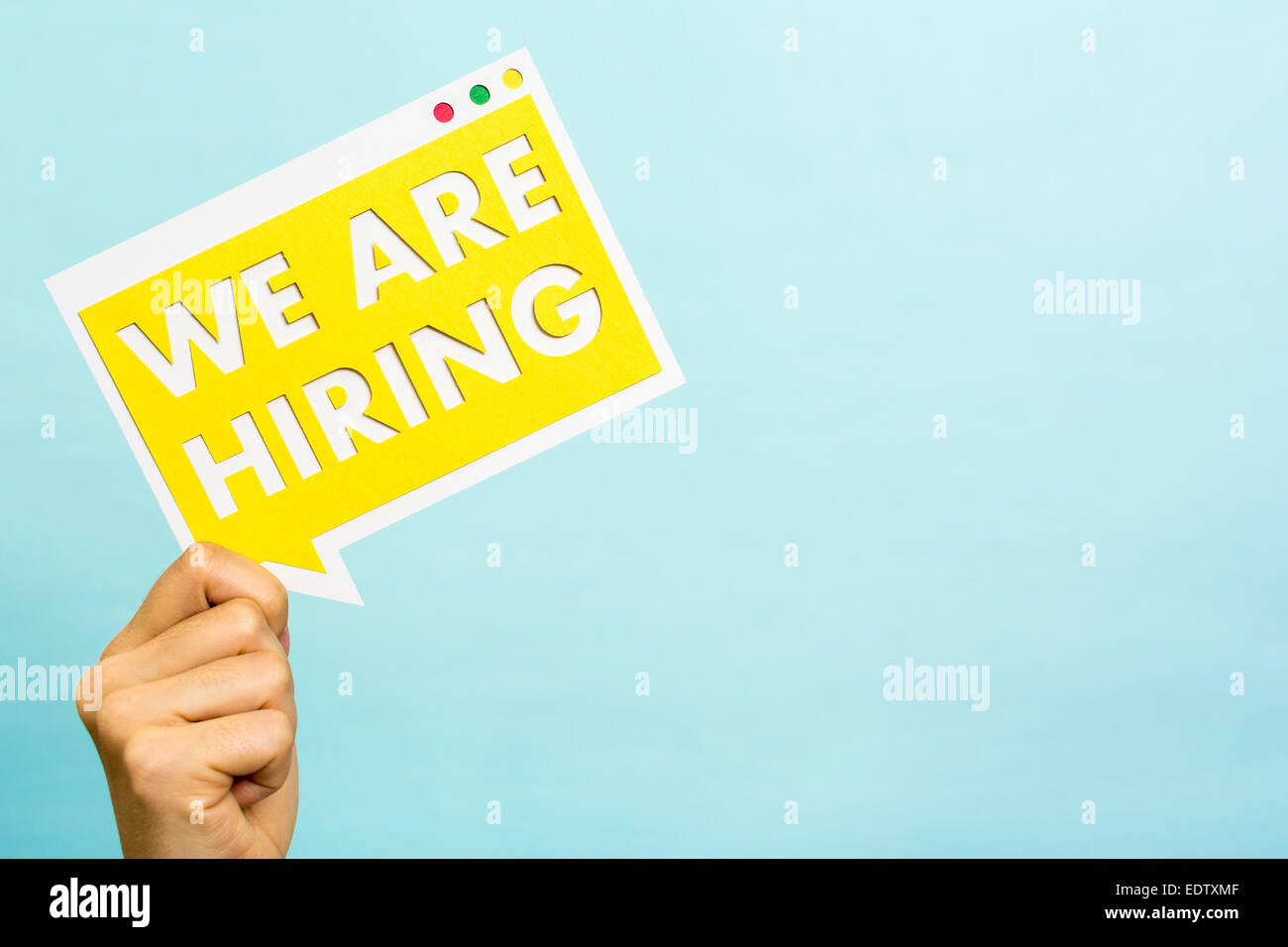 Job message board blue background with empty space. We are hiring ...