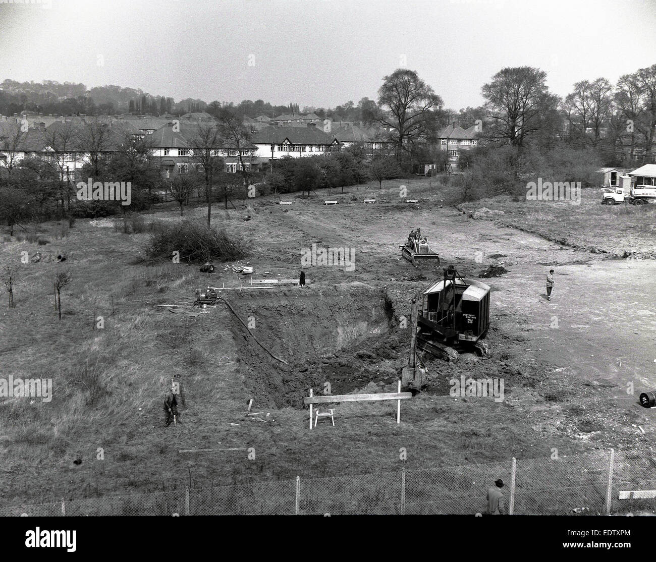 1940s, historical picture showing early ground preparation and digging ...