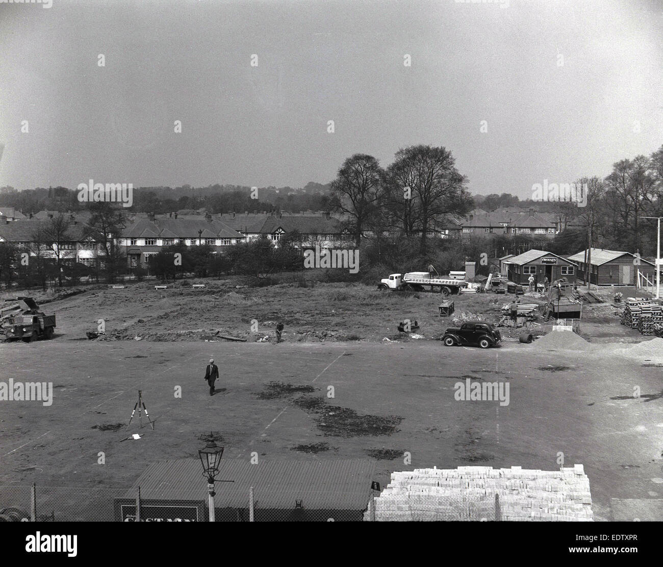 1940s, historical picture showing early ground preparation and at a ...