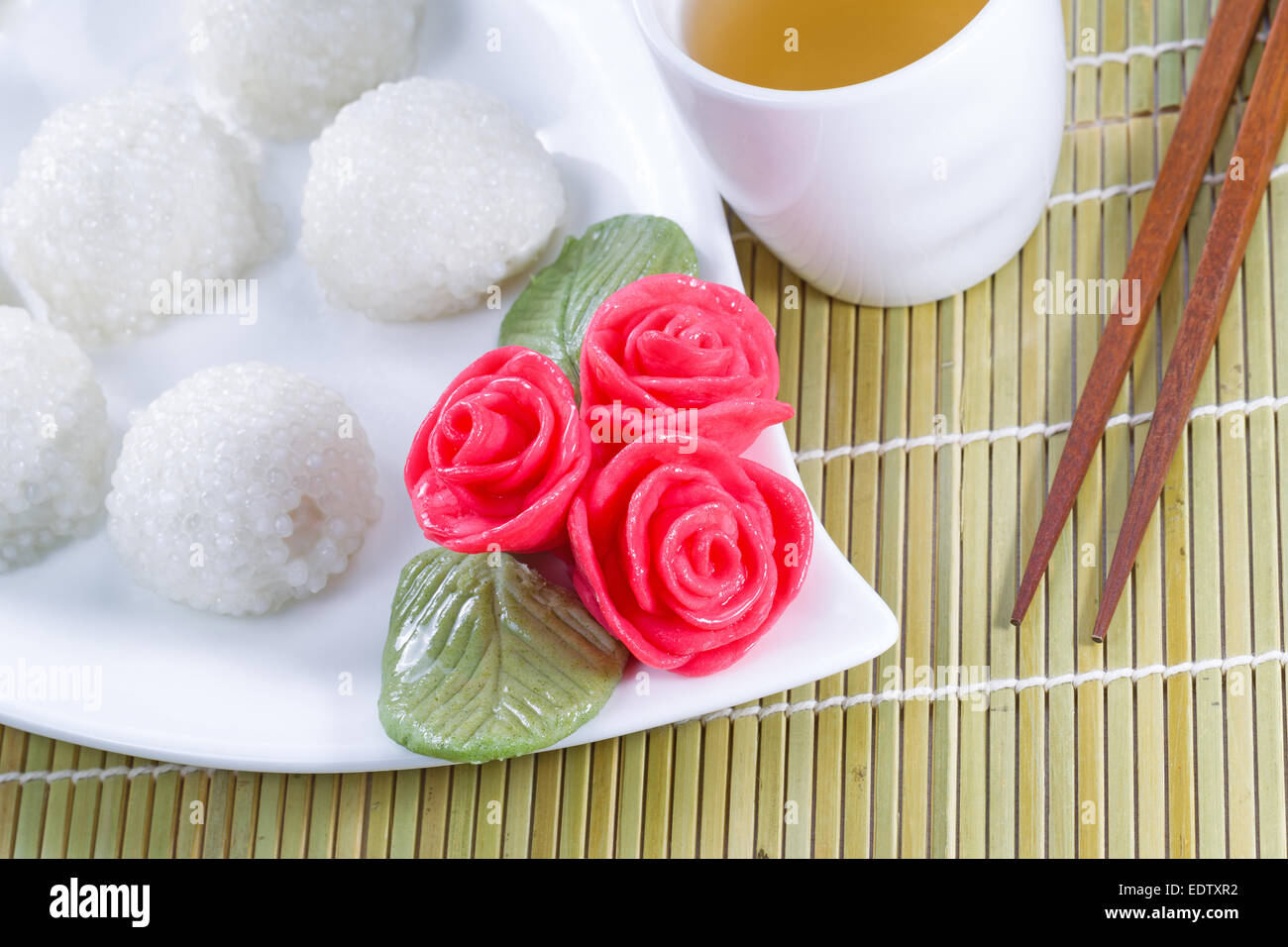 Top view horizontal angled image of Chinese sweet sticky rice balls, in ...