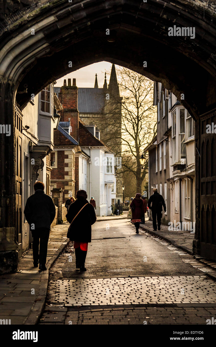 The North Gate looking into the Salisbury Cathedral Close, Wiltshire ...