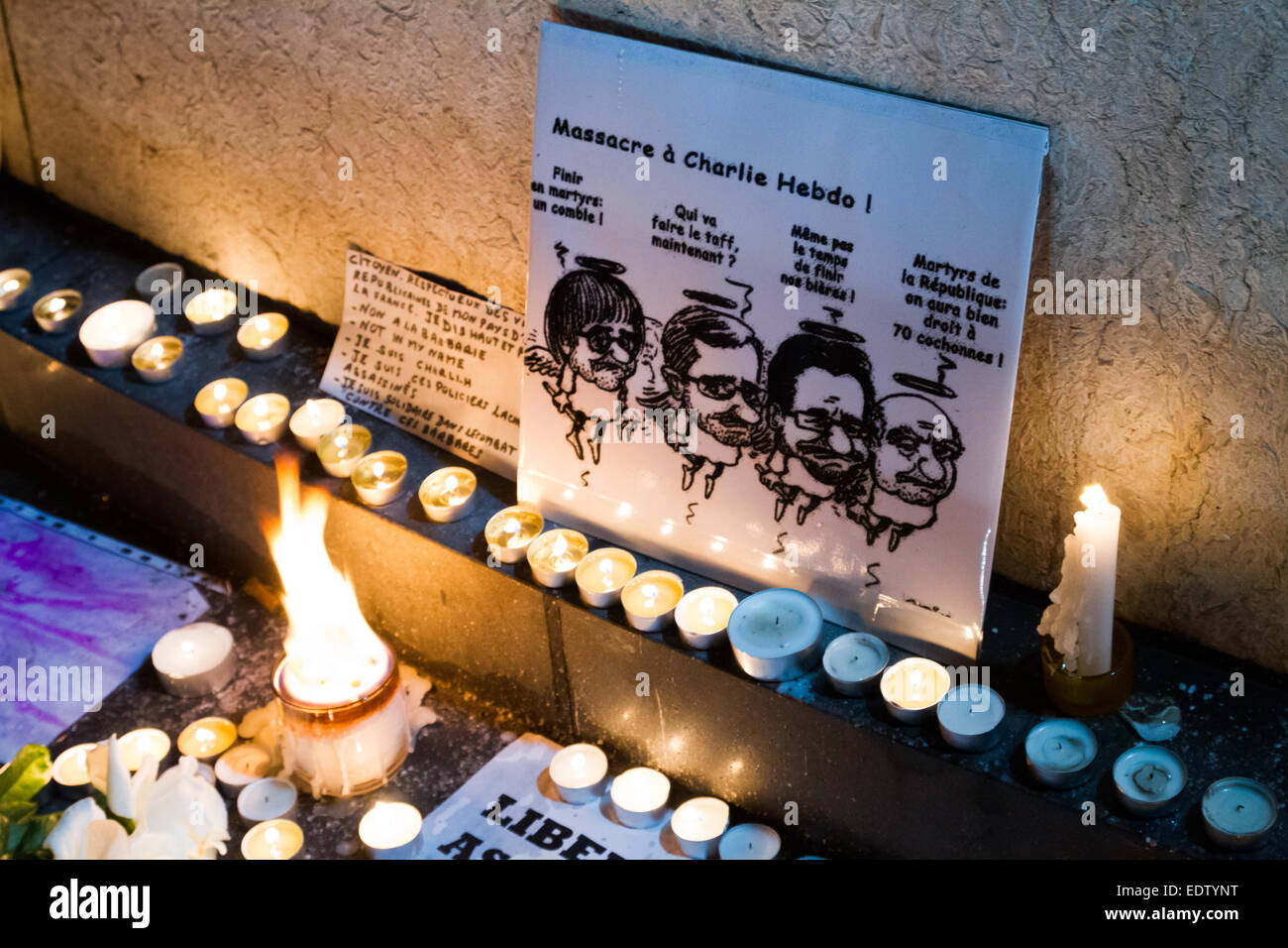 Paris, France. 8th January, 2015. Peaceful protest in Place de la ...