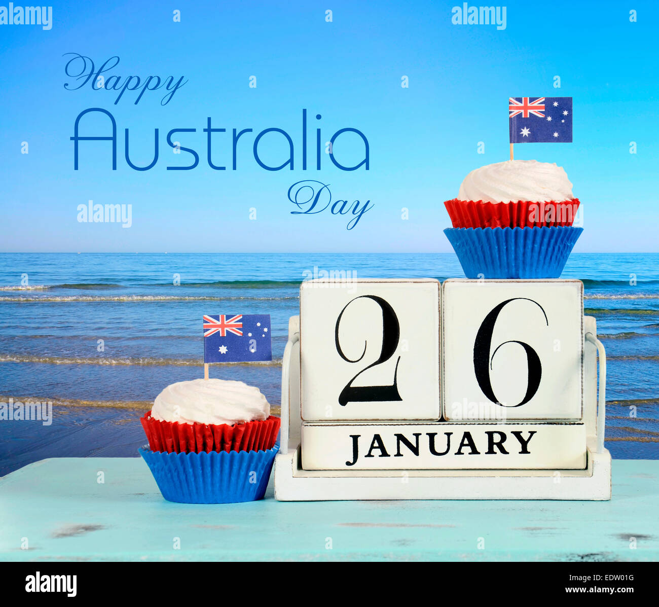 Happy Australia Day, January 26, theme white wood vintage calendar and ...