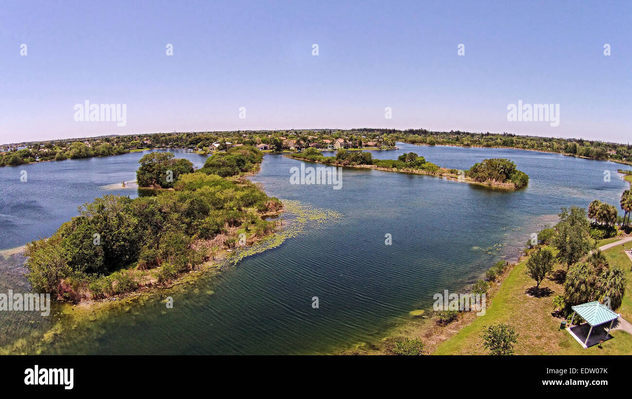 Tropical park and lake in Florida seen from above Stock Photo - Alamy