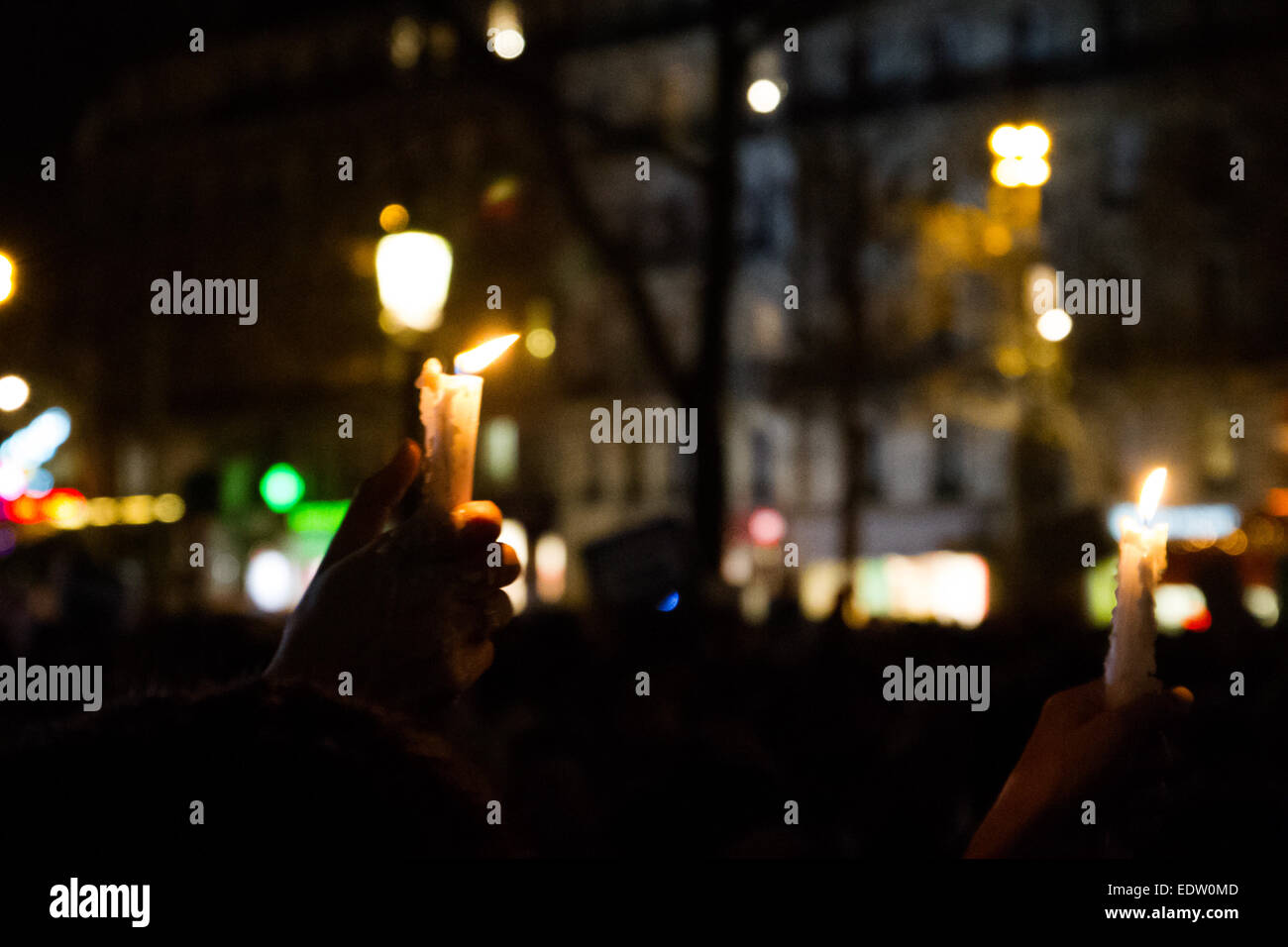 Paris, France. 8th January, 2015. Peaceful protest in Place de la ...