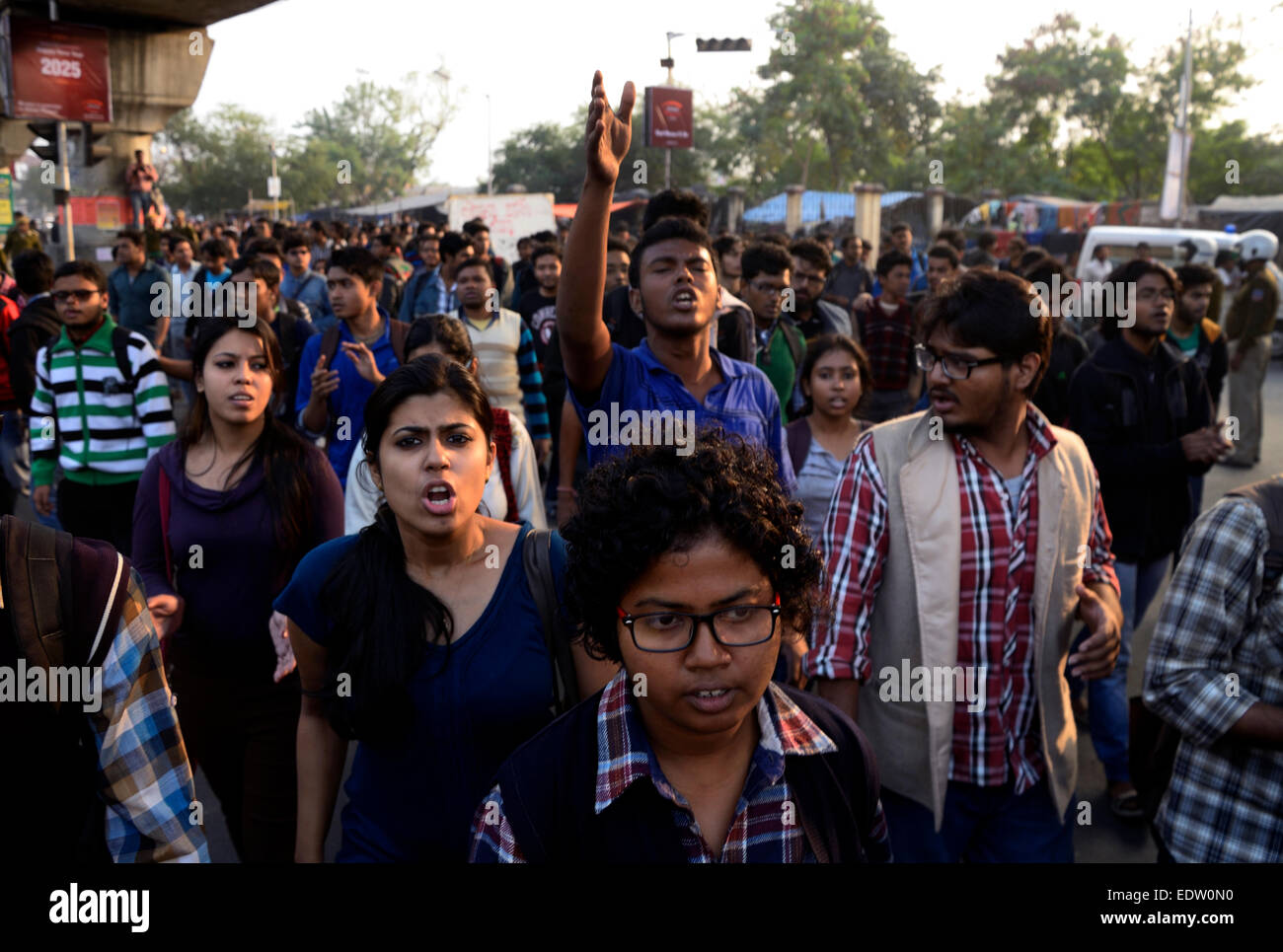 Students in the university street on their continuous strike. Education ...