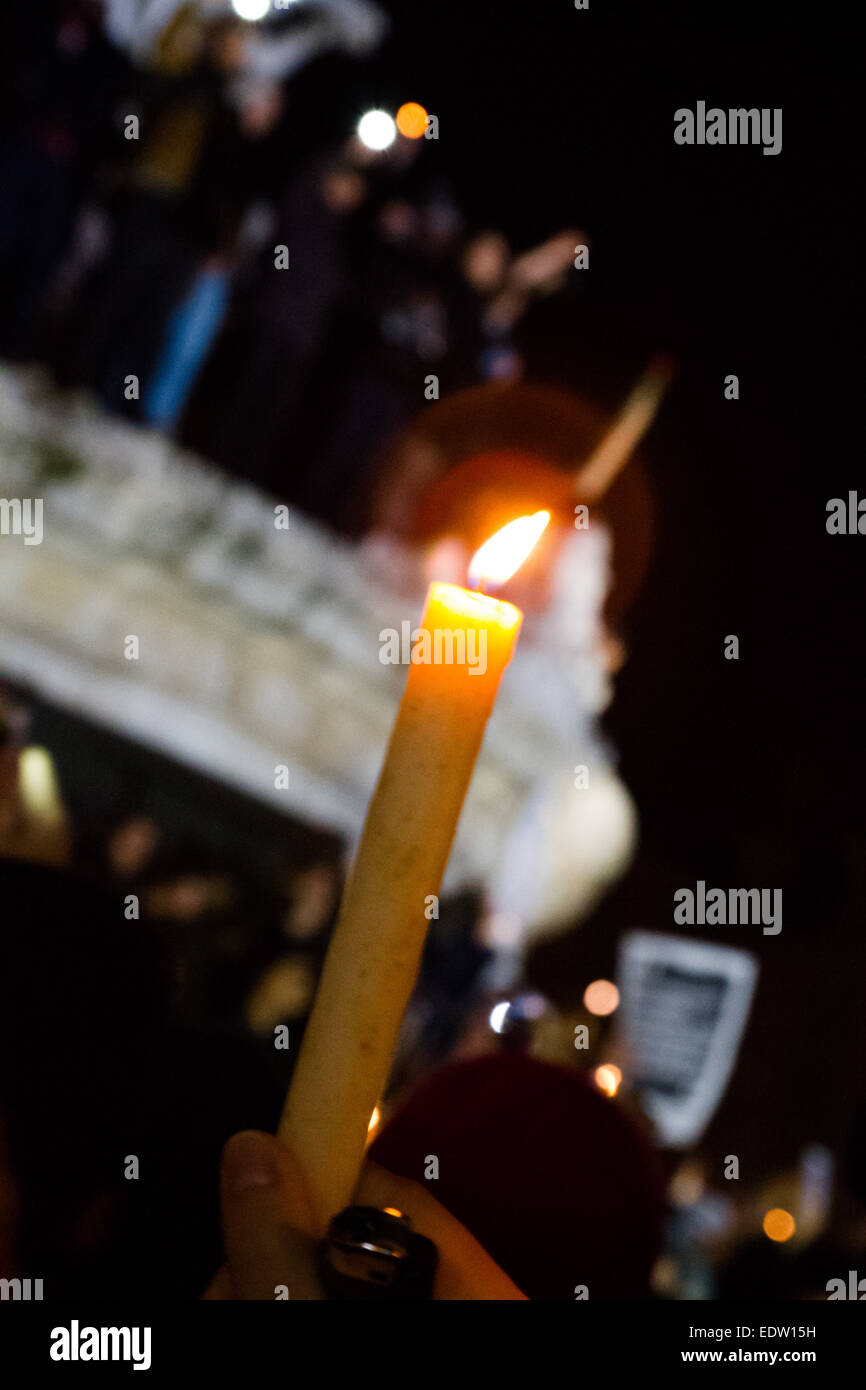 Paris, France. 8th January, 2015. Peaceful protest in Place de la ...