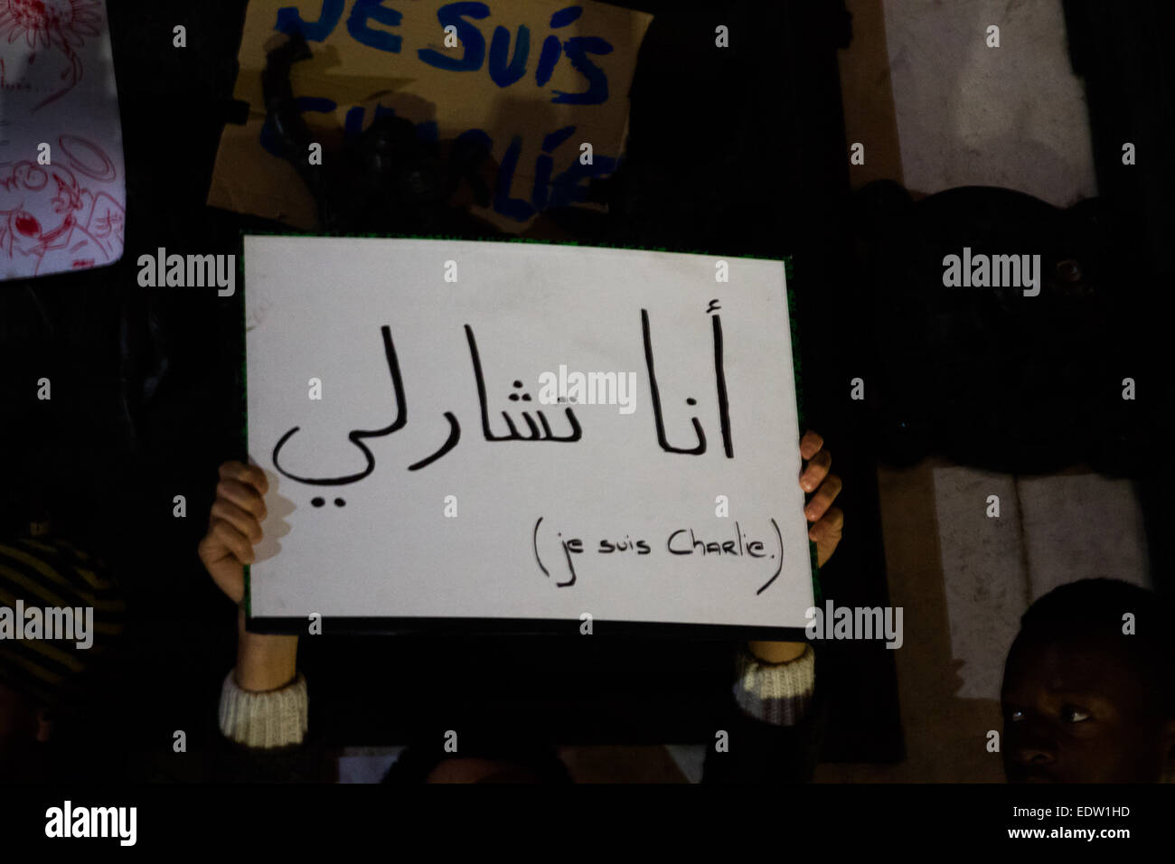 Paris, France. 8th January, 2015. Peaceful protest in Place de la ...
