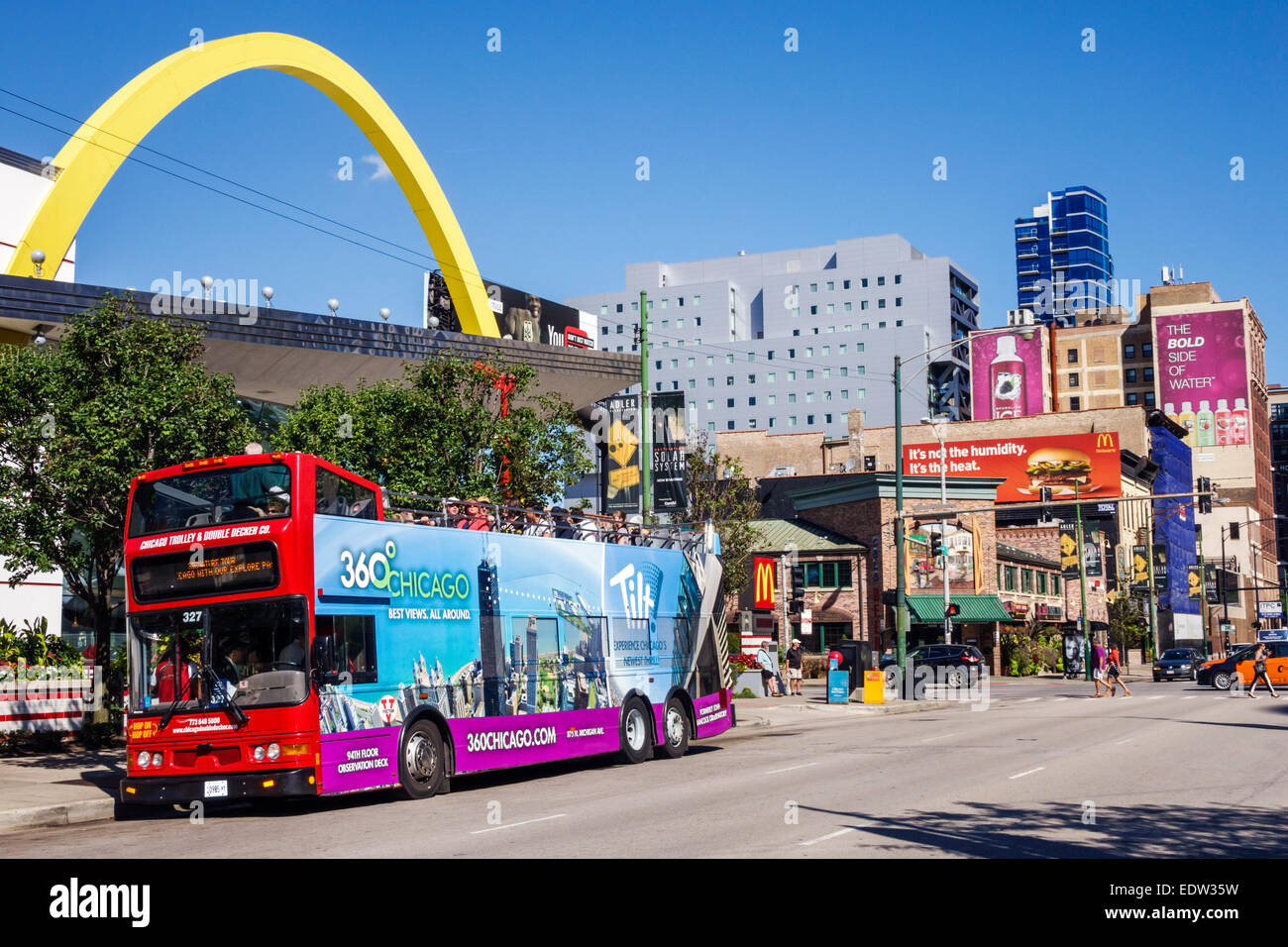 Chicago Illinois,North River,Clark Street,bus,coach,double-decker ...