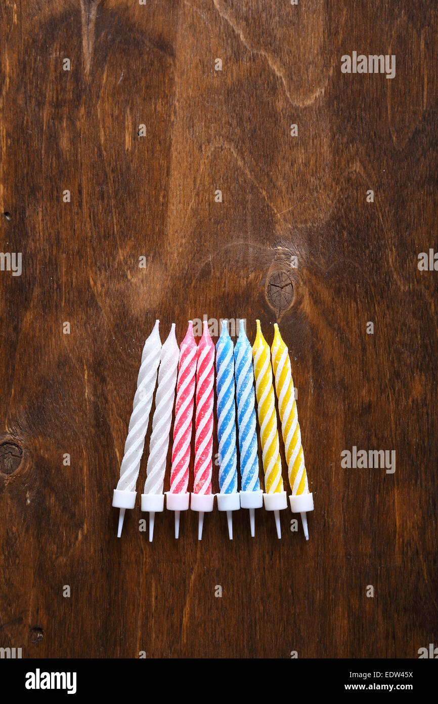 Candles on the birthday table, decor Stock Photo - Alamy