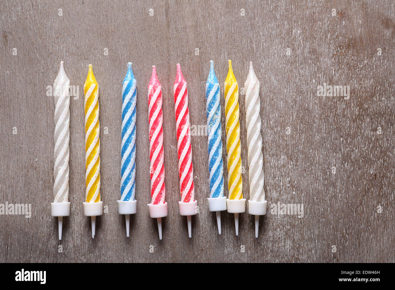Set of candles on the table, happy birthday Stock Photo - Alamy
