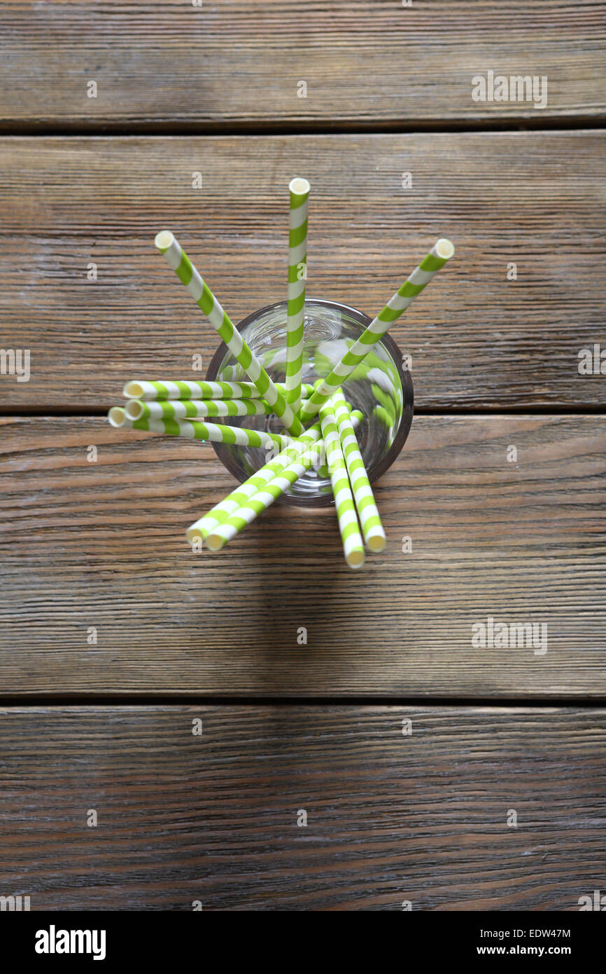 green and white paper Cocktail tubes, decor Stock Photo - Alamy
