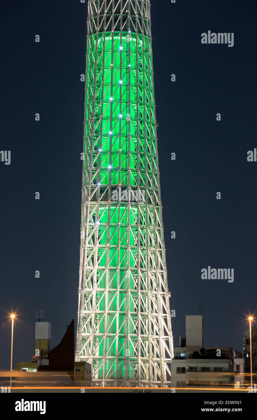 Architecture of Tokyo skytree illumination at dusk Japan Stock Photo ...