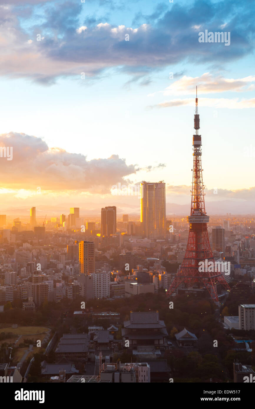 Aerial view Tokyo Tower cityscape sunset at dusk Japan Stock Photo - Alamy