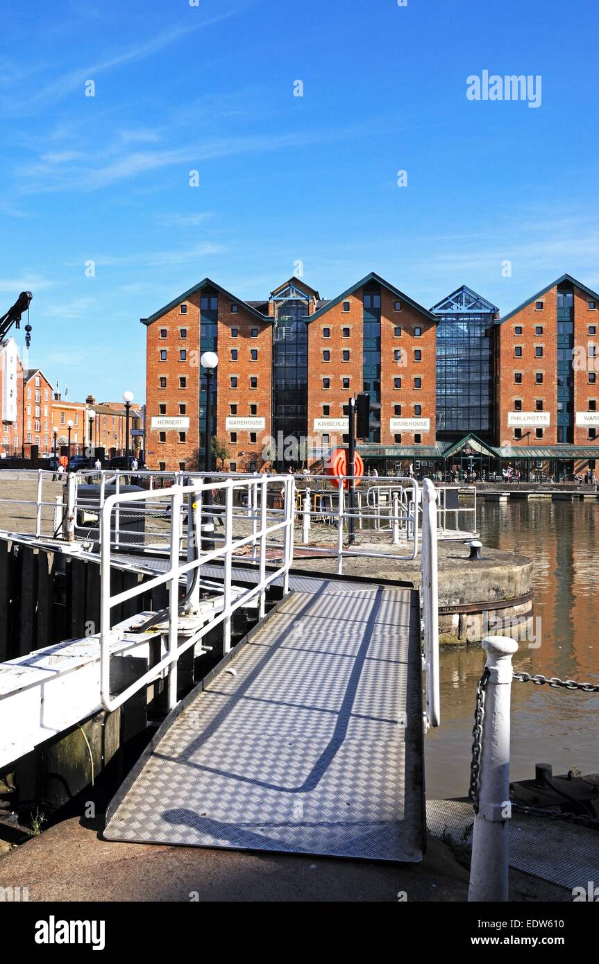 Metal footbridge over a canal lock at the entrance to the dry dock in ...
