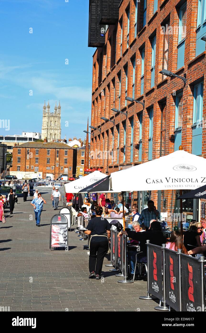 Pavement cafes in Gloucester Docks, Gloucester, Gloucestershire ...