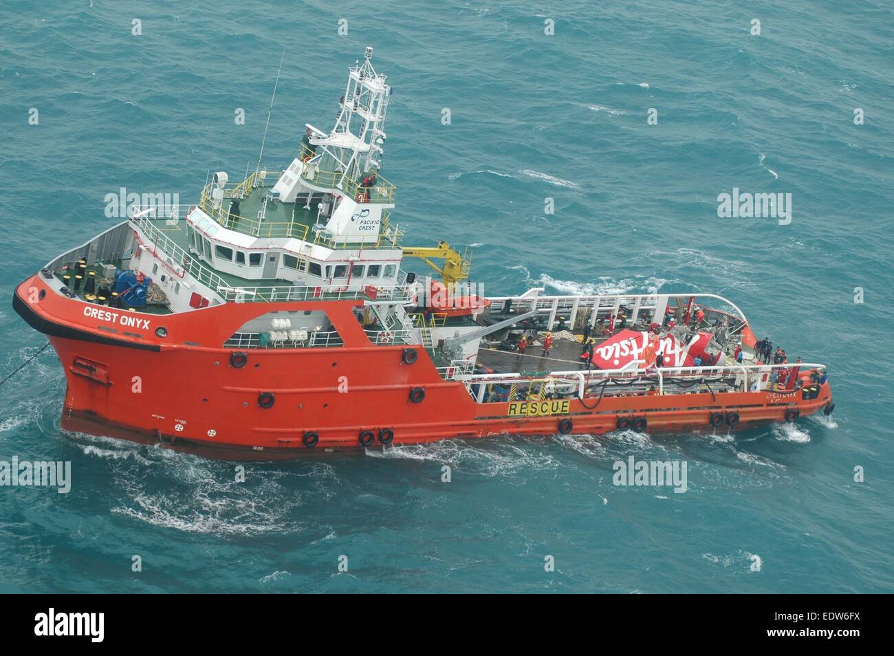 Java Sea. 10th Jan, 2015. The tail section of crashed AirAsia flight ...